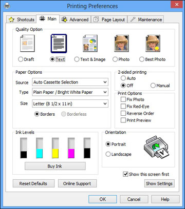 Selecting Default Print Settings - Windows