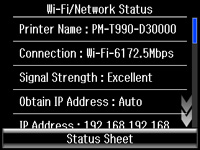 Printing a Network Status Sheet