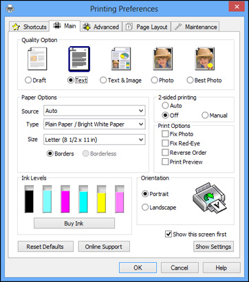 Selecting Basic Print Settings - Windows