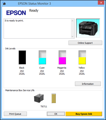 Checking Cartridge and Maintenance Box Status with Windows