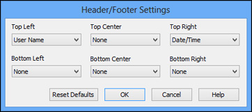 Header/Footer Settings - Windows