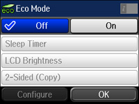Changing the Eco Settings