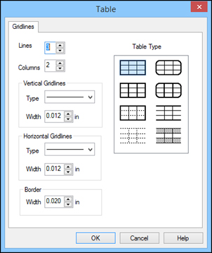 Inserting Tables in Label Editor