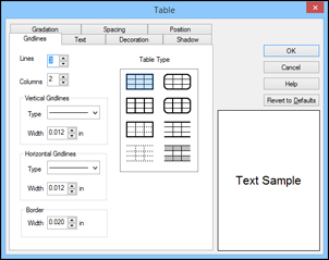 Inserting Tables in Label Editor