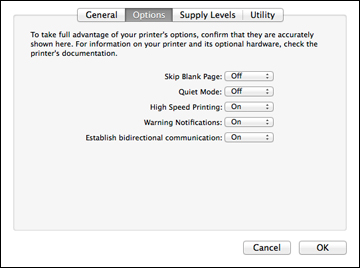 Selecting Printing Preferences - OS X