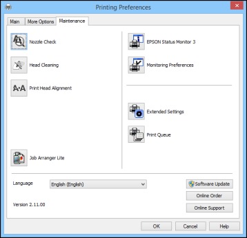 Selecting Extended Settings - Windows