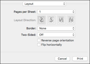 Selecting Print Layout Options - PostScript Printer Software - OS X