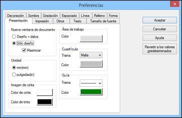 Cómo configurar preferencias predeterminadas en Label Editor