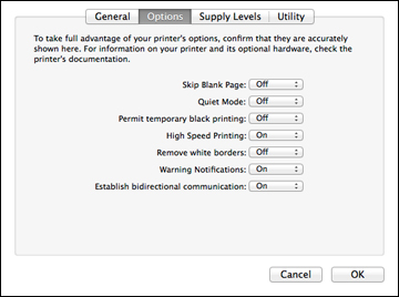 Selecting Printing Preferences - OS X