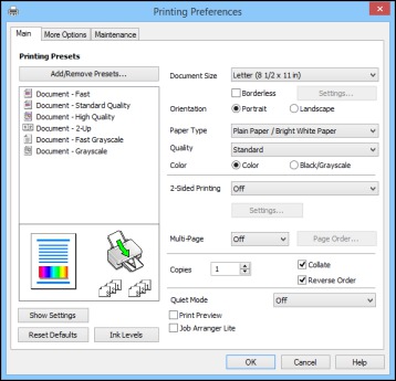 Selecting Basic Print Settings - Windows