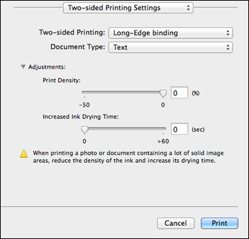 Selecting Double-sided Printing Settings - OS X