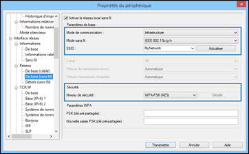 Configuration de l'adresse IP du produit à l'aide d'EpsonNet Config - Wi-Fi
