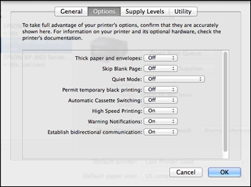 Selecting Printing Preferences - OS X