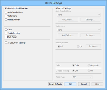 Locking Printer Settings - Windows