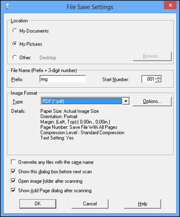 Scanning to a PDF File
