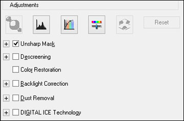 Available Image Adjustments - Professional Mode