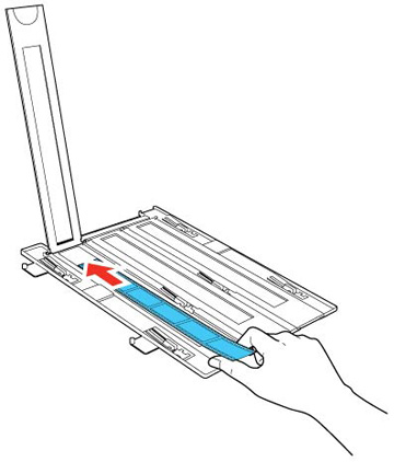 Placing 35 mm Film Strips on the Scanner