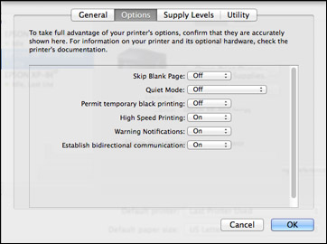 Selecting Printing Preferences - OS X