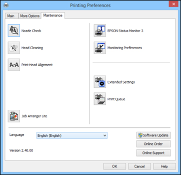 Selecting Extended Settings - Windows