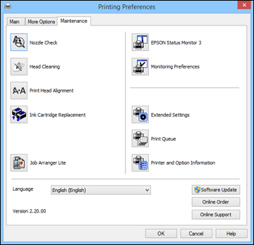 Selecting Extended Settings - Windows