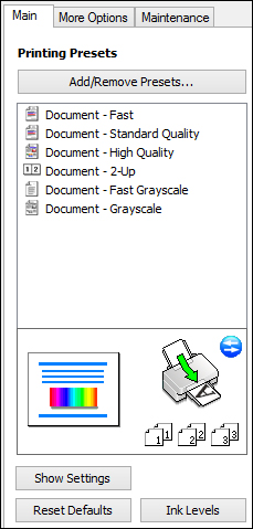 Selecting a Printing Preset - Windows