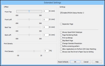 Selecting Extended Settings - Windows