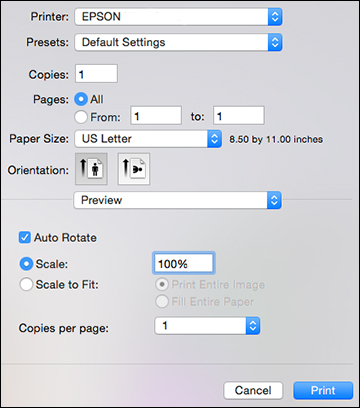 Selecting Basic Print Settings - OS X