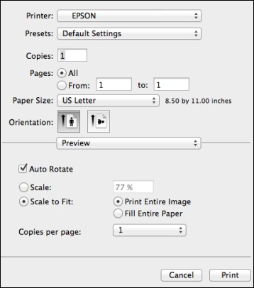 Selecting Basic Print Settings - PostScript Printer Software - OS X