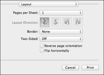 Selecting Print Layout Options - PostScript Printer Software - OS X