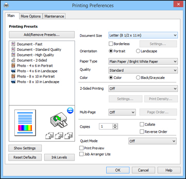 Selecting Basic Print Settings - Windows