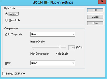 Epson TIFF and Multi-TIFF File Settings