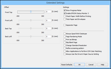 Selecting Extended Settings - Windows