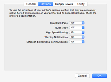 Selecting Printing Preferences - OS X