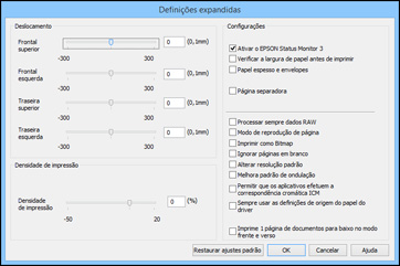 Seleção das configurações avançadas - Windows