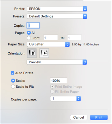 Selecting Basic Print Settings - OS X