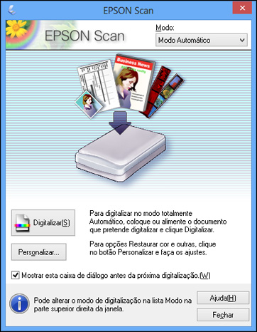 Como iniciar uma digitalização usando o ícone do Epson Scan