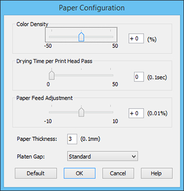 Paper Configuration Options - Windows