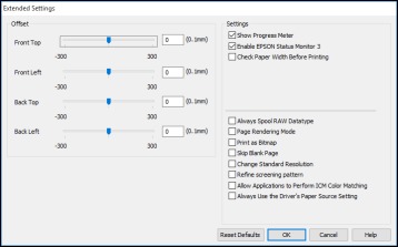 Selecting Extended Settings - Windows