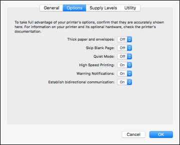 Selecting Printing Preferences - OS X
