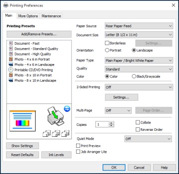 Selecting Basic Print Settings - Windows