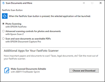 Changing Default Scan Button Settings - Windows