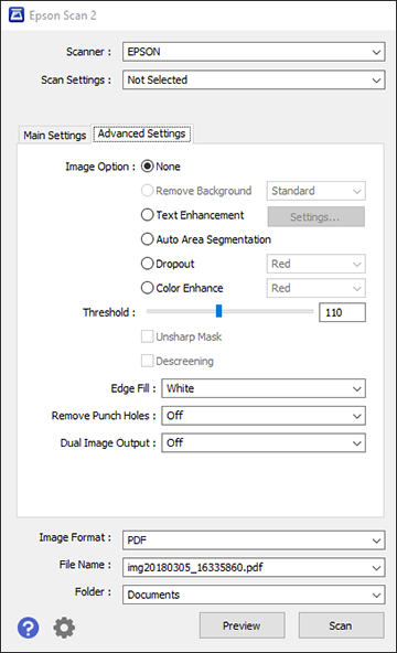 Additional Scanning Settings - Advanced Settings Tab