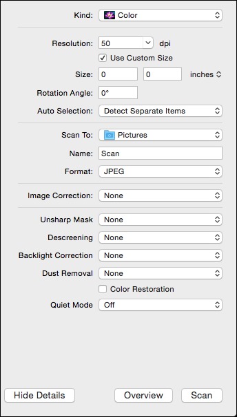Scanning with OS X Using Image Capture
