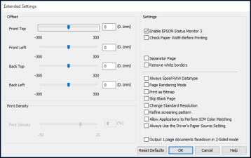 Selecting Extended Settings - Windows