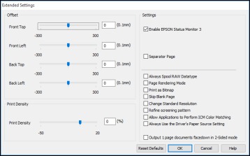 Selecting Extended Settings - Windows