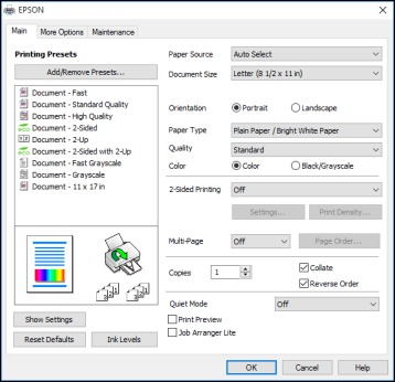 Selecting Basic Print Settings - Windows