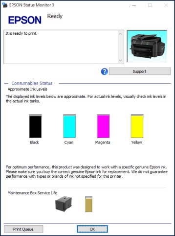 Checking Ink Levels with Windows