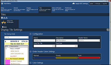 Order Tile Display Settings - Tiles Tab