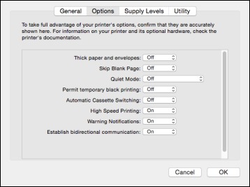 Selecting Printing Preferences - OS X