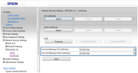 Configuring a Certificate for an IEEE802.1X Network